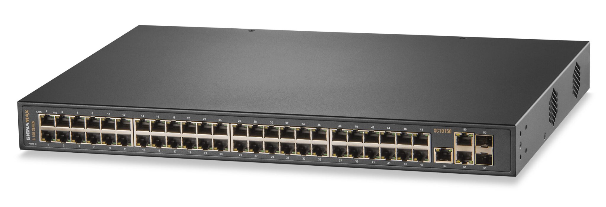C-100 48 Port Fast Ethernet PoE+ Switch - Signamax