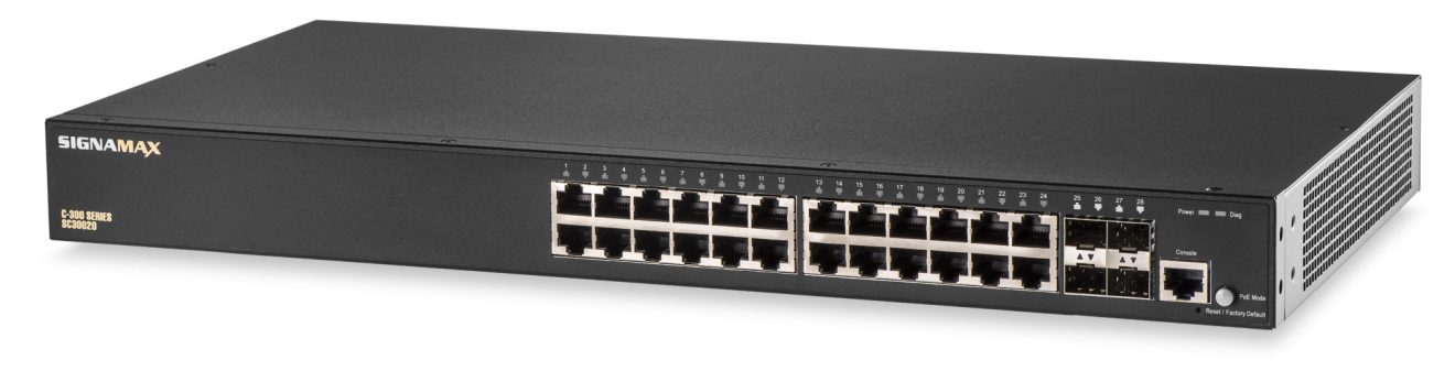 C-300 24 Port Gigabit PoE+ Full Power Managed Switch - Signamax